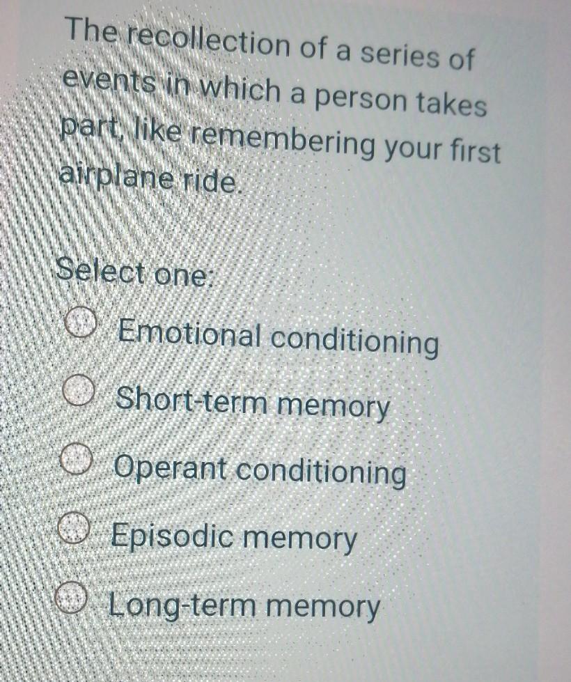 Solved The recollection of a series of events in which a | Chegg.com