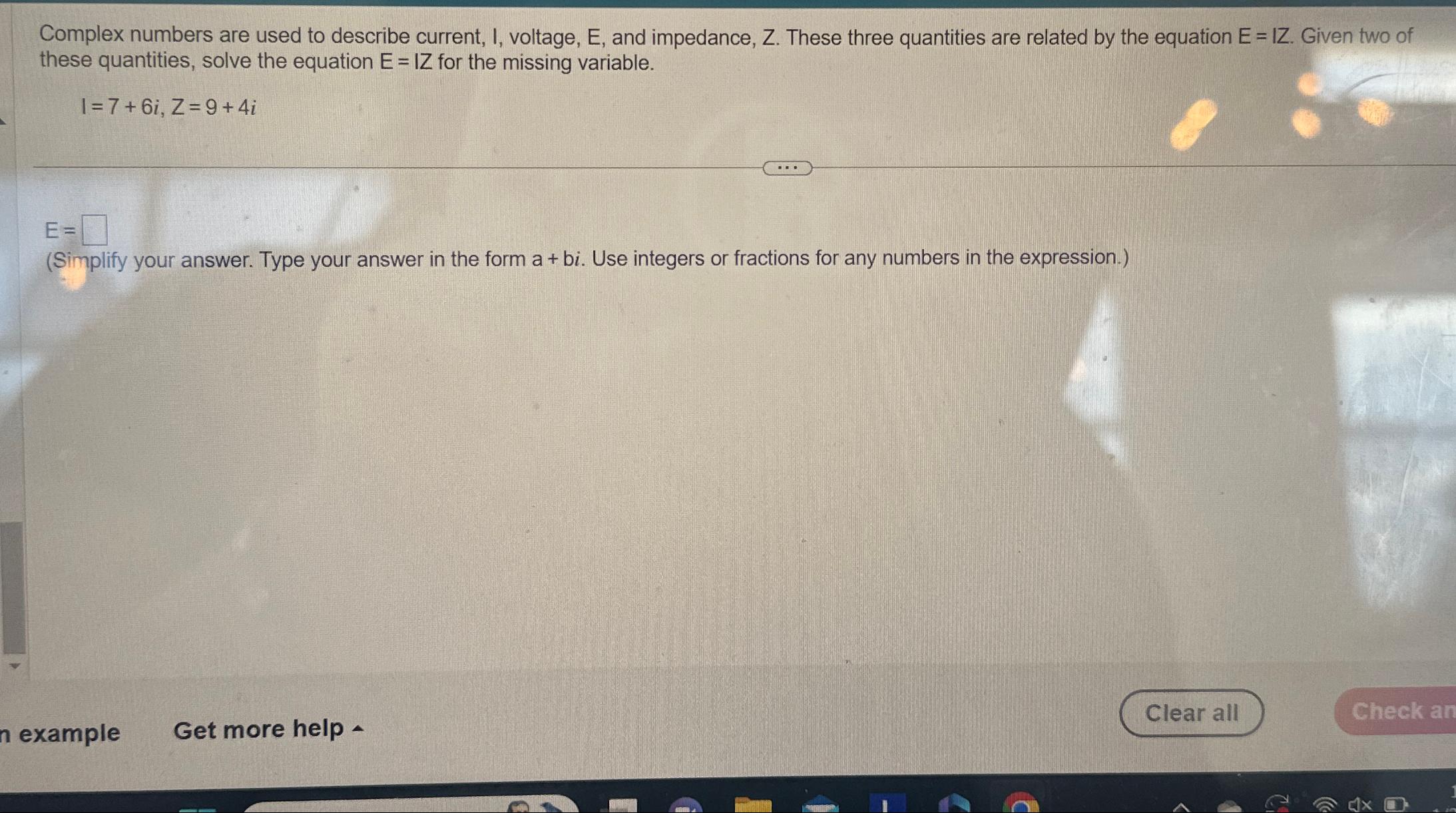 Solved Complex numbers are used to describe current, I, | Chegg.com