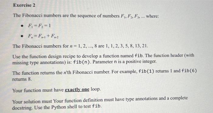 Solved The Fibonacci numbers are the sequence of numbers | Chegg.com
