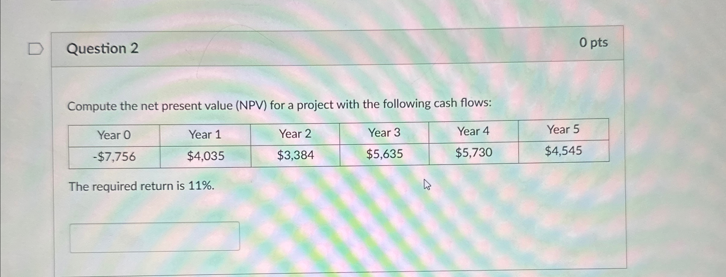 Question 20 ﻿ptsCompute the net present value (NPV) | Chegg.com