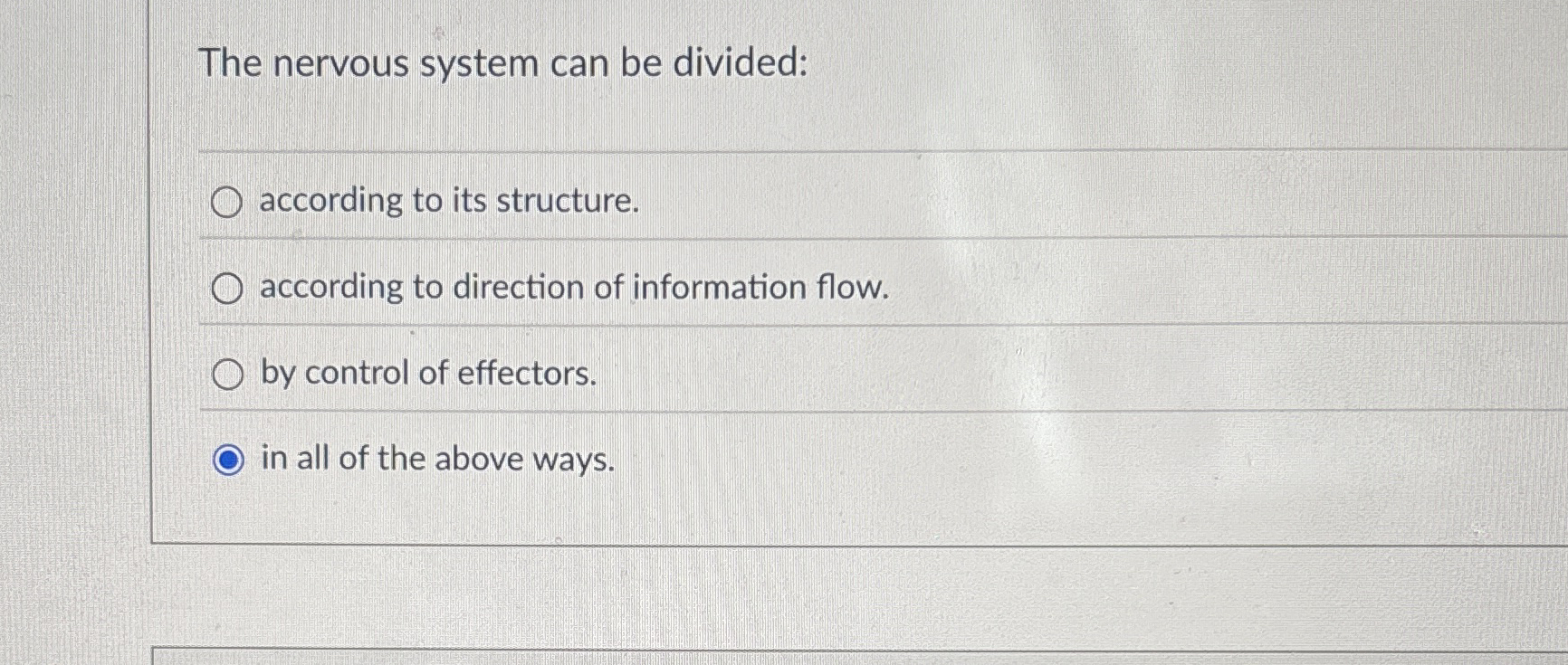 Solved The nervous system can be divided:q,according to its | Chegg.com