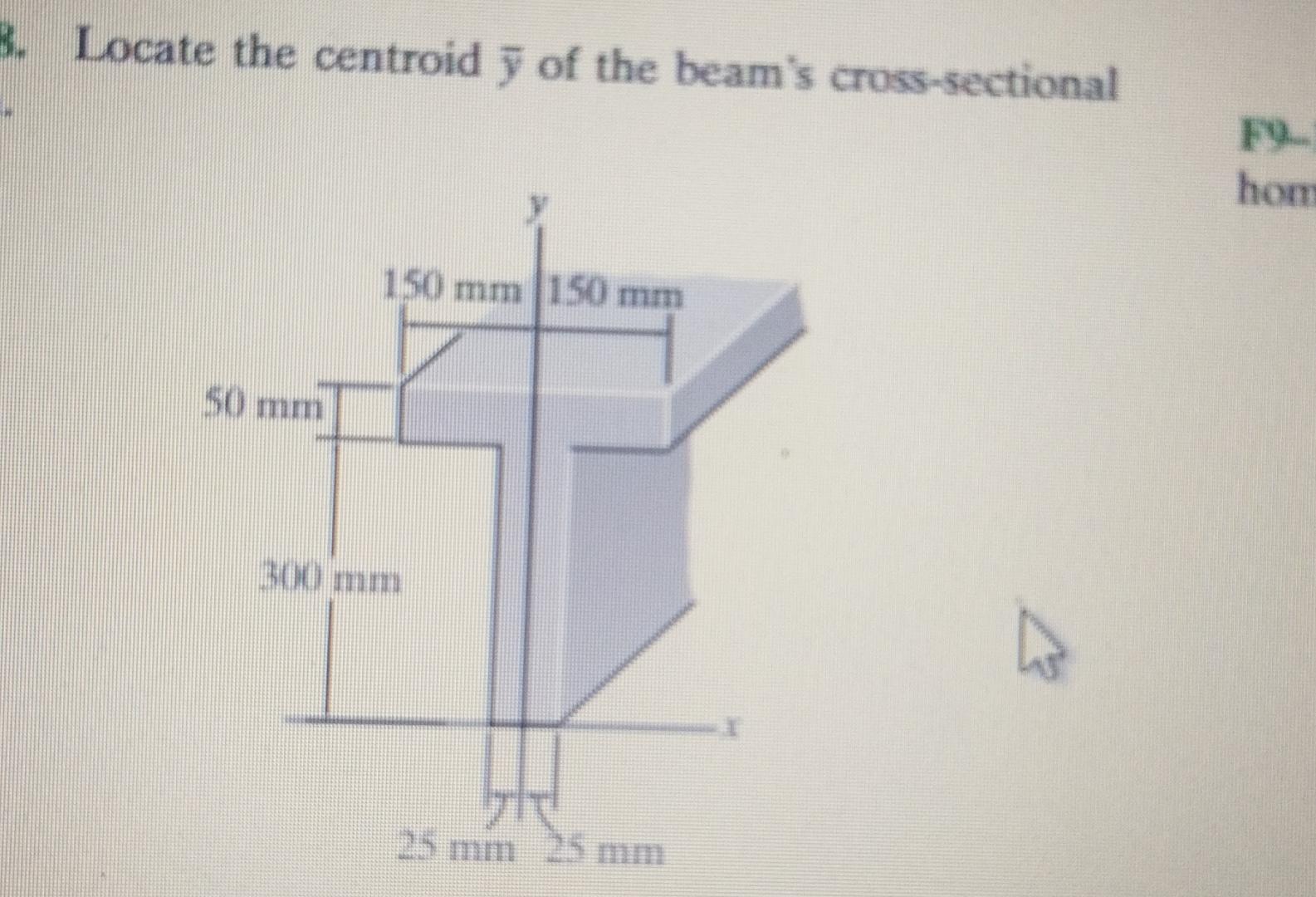 Solved Locate the centroid ?bar (y) ﻿of the beam's | Chegg.com
