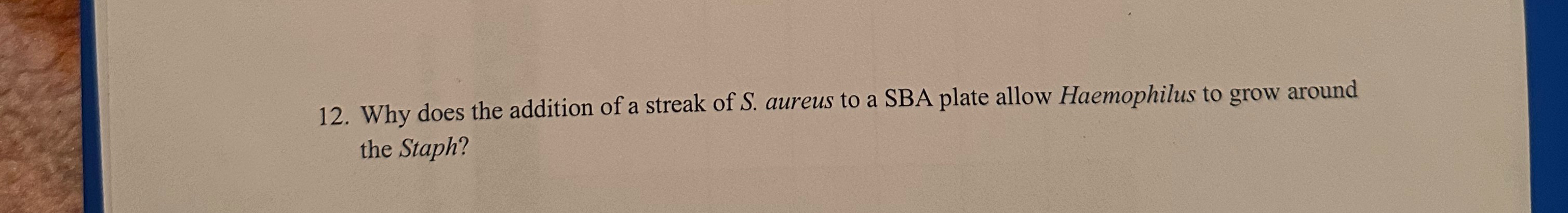 Solved Why does the addition of a streak of S. ﻿aureus to a | Chegg.com