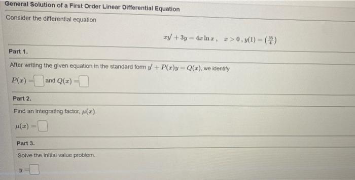 Solved General Solution of a First Order Linear Differential | Chegg.com