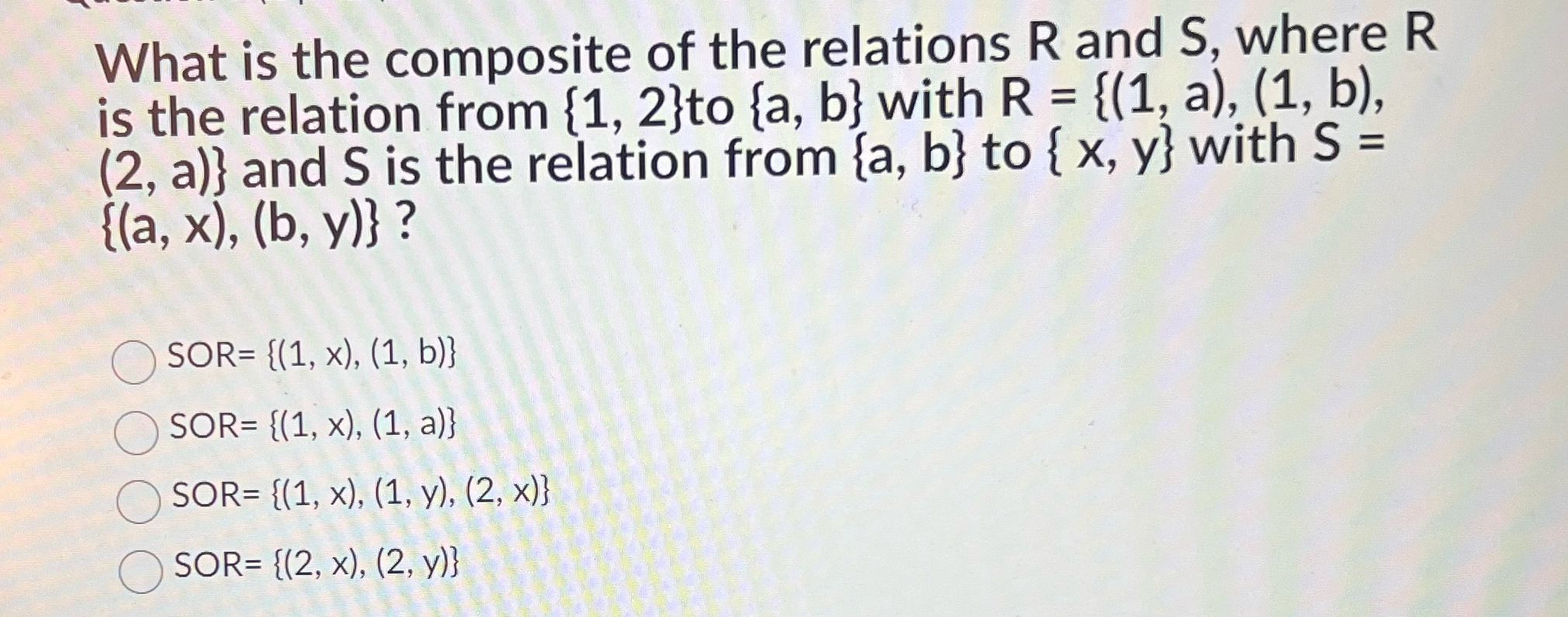 Solved What is the composite of the relations R ﻿and S, | Chegg.com