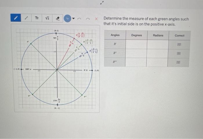 Solved Determine the measure of each green angles such that | Chegg.com