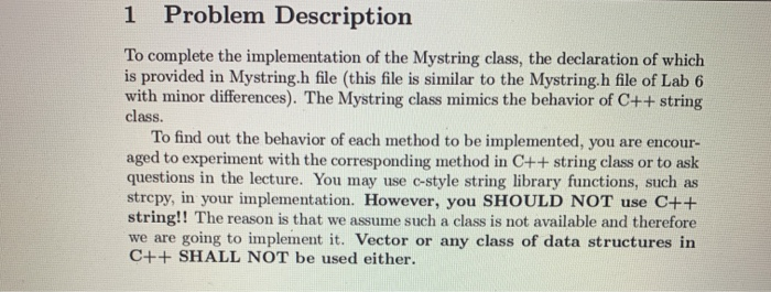 Solved This Is Implemented In A Mystring H Mystring Cpp And