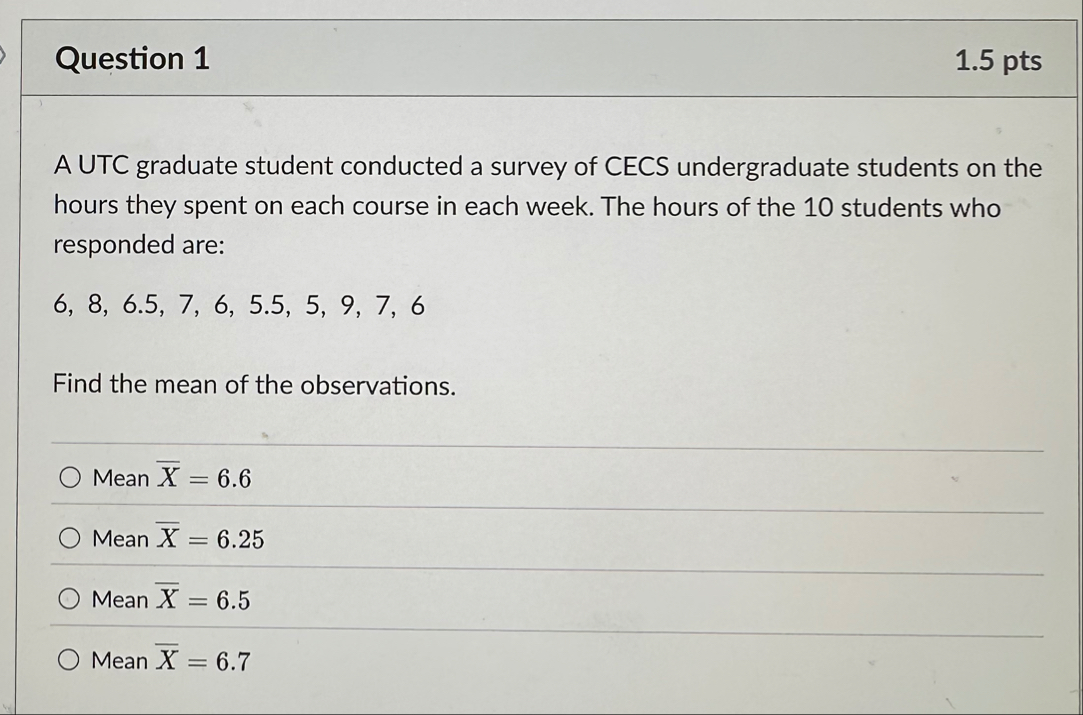 Solved Question 11.5 ﻿ptsA UTC graduate student conducted a | Chegg.com