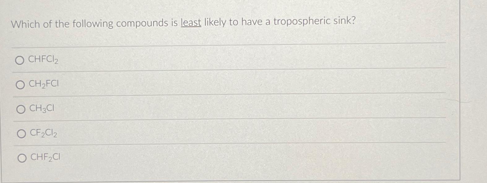 Solved Which of the following compounds is least likely to | Chegg.com