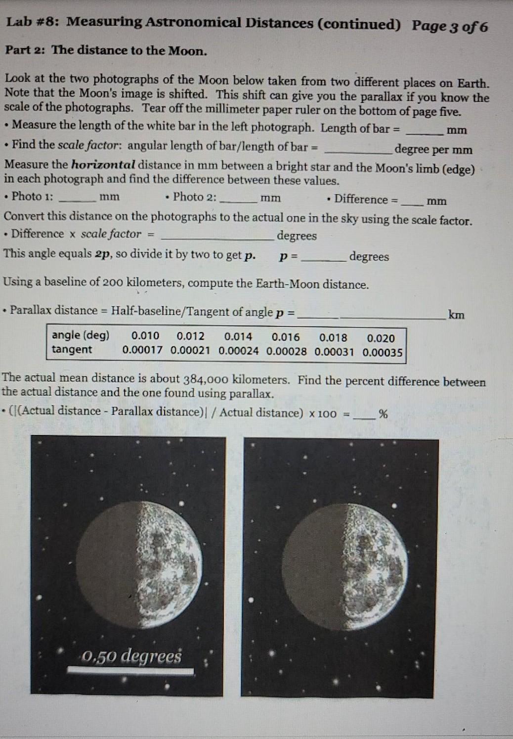 Solved Lab #8: Measuring Astronomical Distances (continued) | Chegg.com