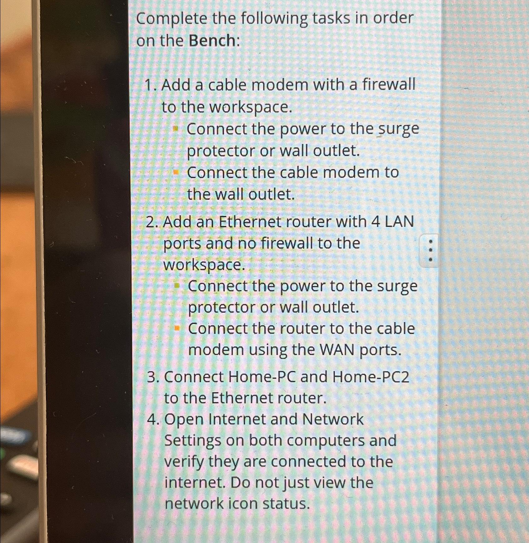 Solved Complete the following tasks in order on the | Chegg.com