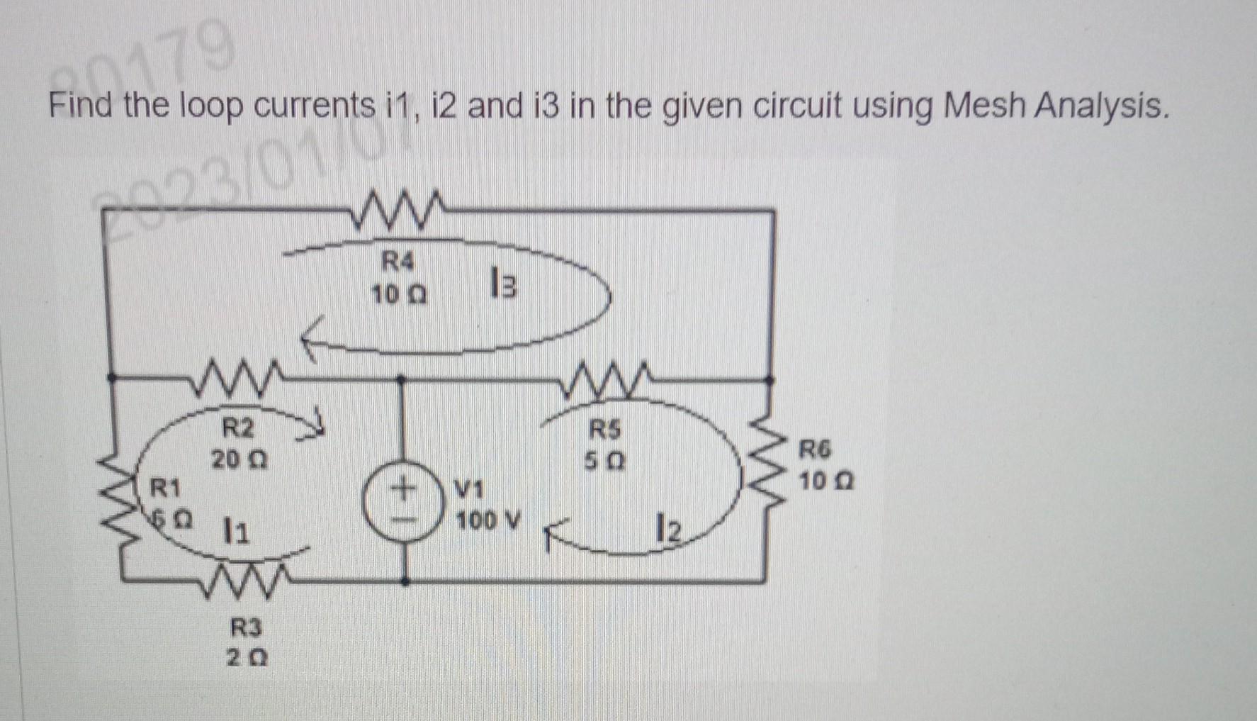 Solved Find the loop currents i1, i 2 and i 3 in the given | Chegg.com