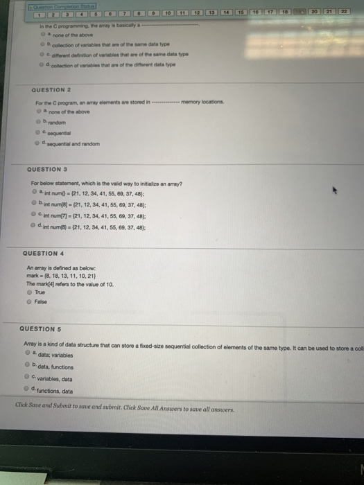 Solved In The Programming The Array Is Basically None Of