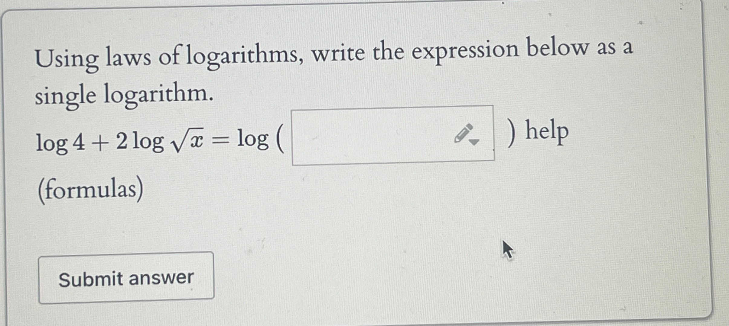 Solved Using laws of logarithms, write the expression below | Chegg.com