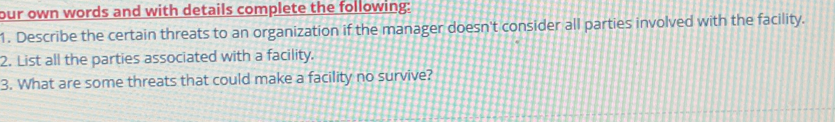 Solved Describe the certain threats to an organization if | Chegg.com