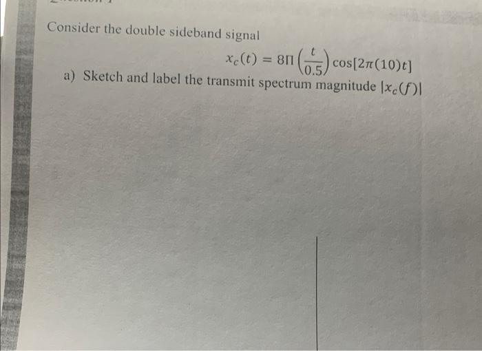 Solved Consider The Double Sideband Signal