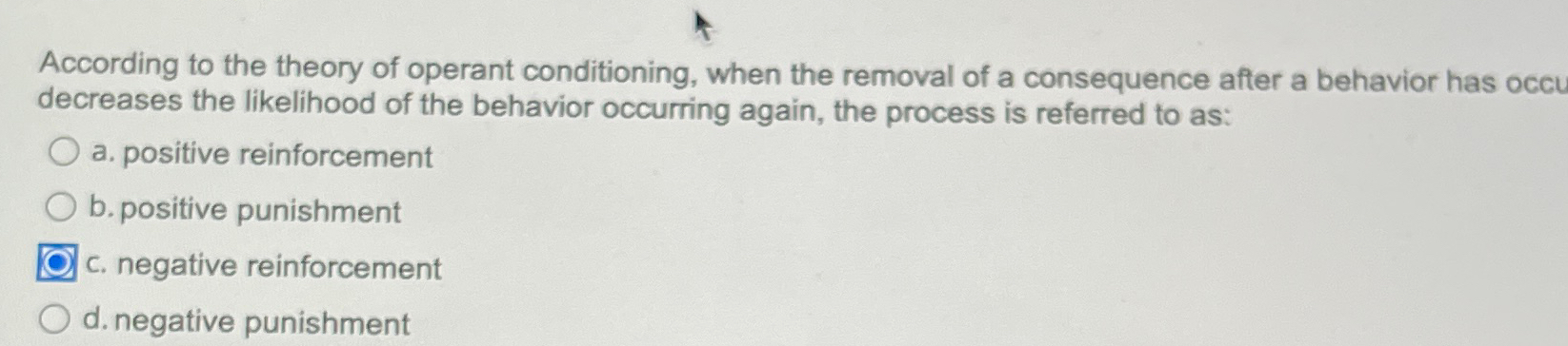 Solved According to the theory of operant conditioning, when | Chegg.com