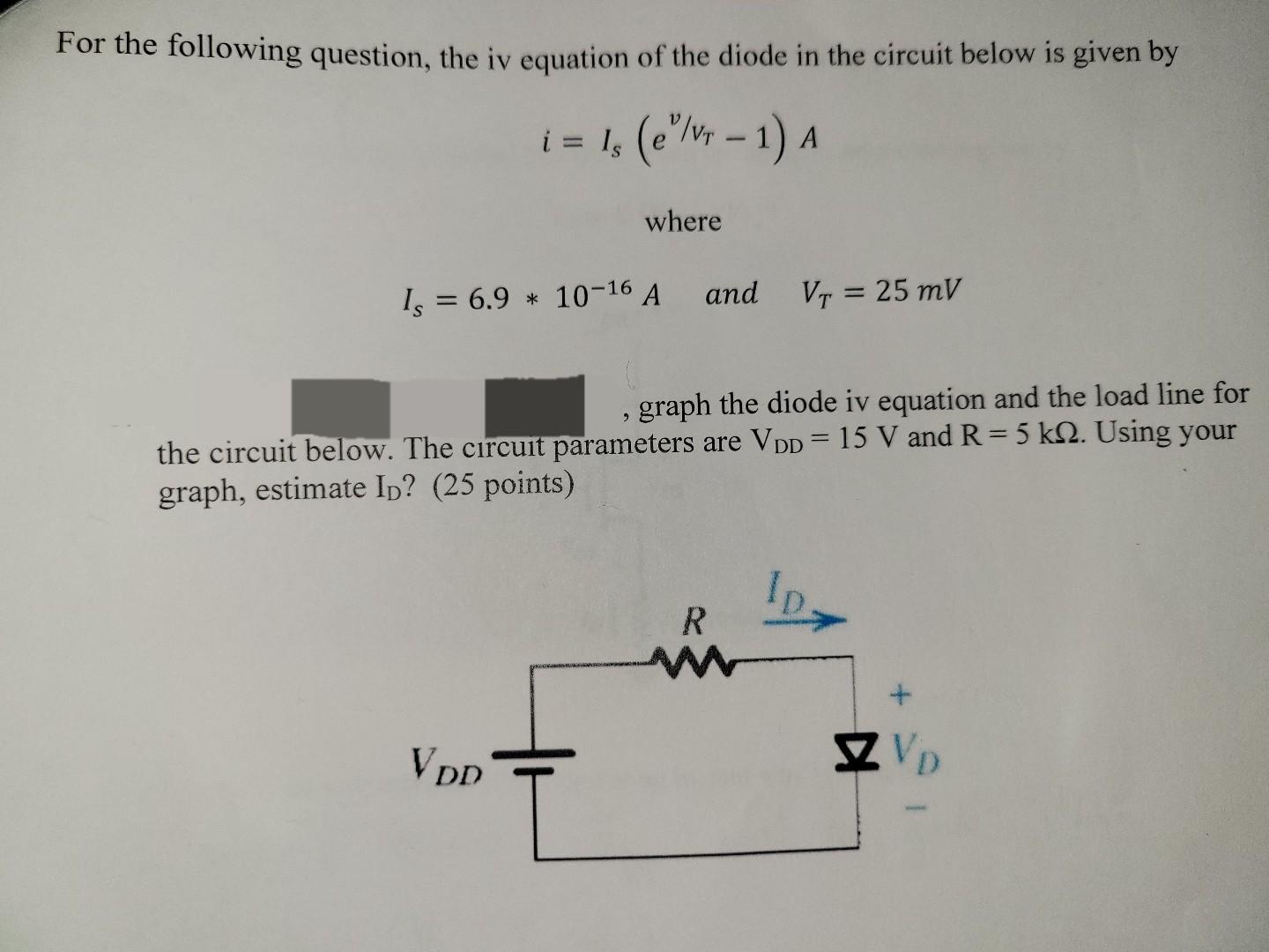 For the following question, the iv equation of the | Chegg.com