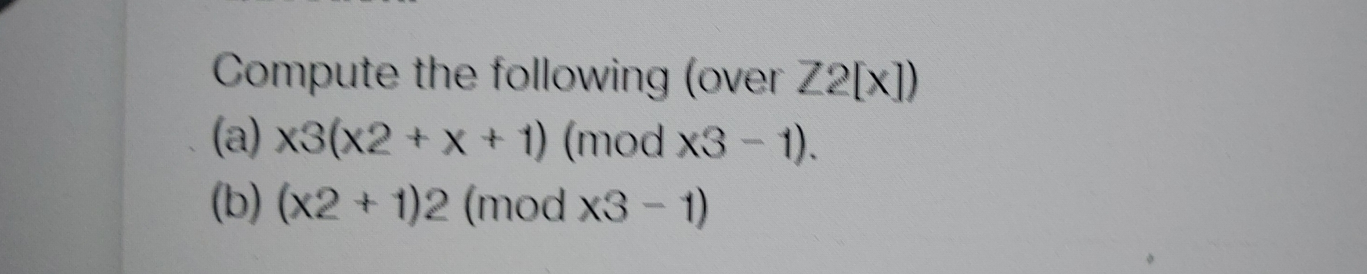 Solved Compute the following (over | Chegg.com