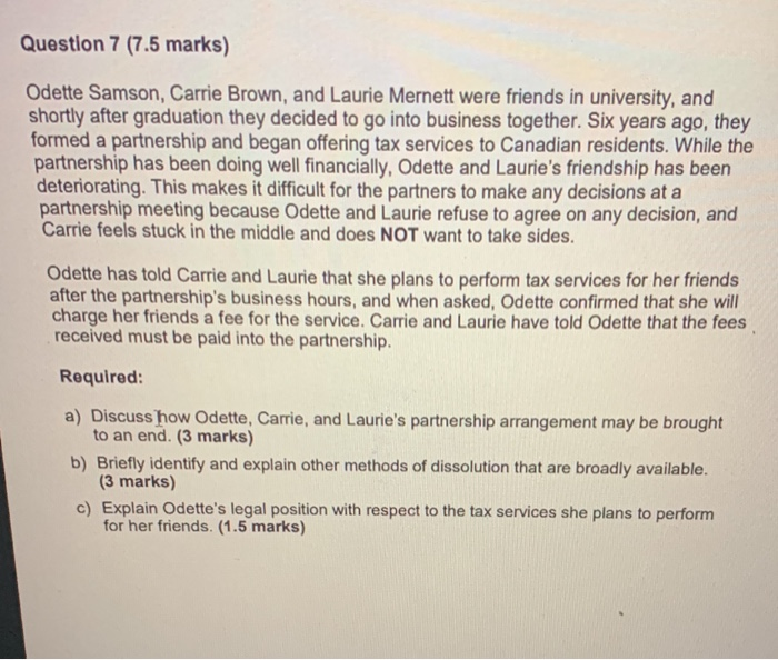 Solved Odette Samson, Carrie Brown, and Laurie Mernett were | Chegg.com