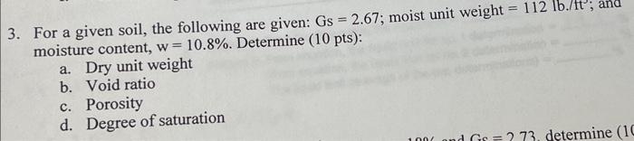 Solved 1. For a given soil, show that ( 10pts) | Chegg.com