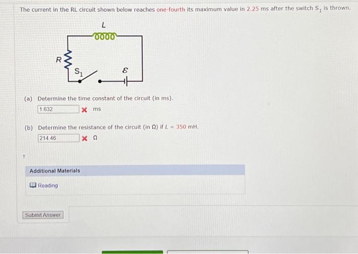Solved The current in the RL circuit shown below reaches | Chegg.com