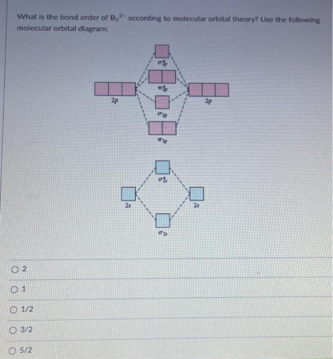 Solved What is the bond order of B22- according to molecular | Chegg.com