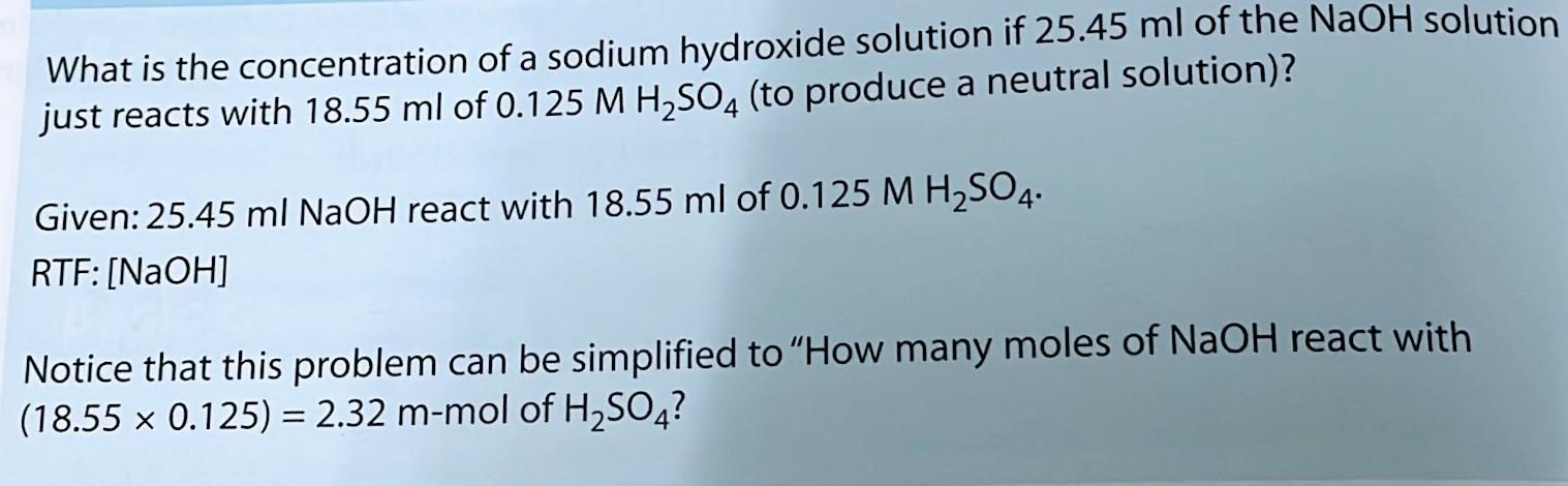 Solved What is the concentration of a sodium hydroxide | Chegg.com