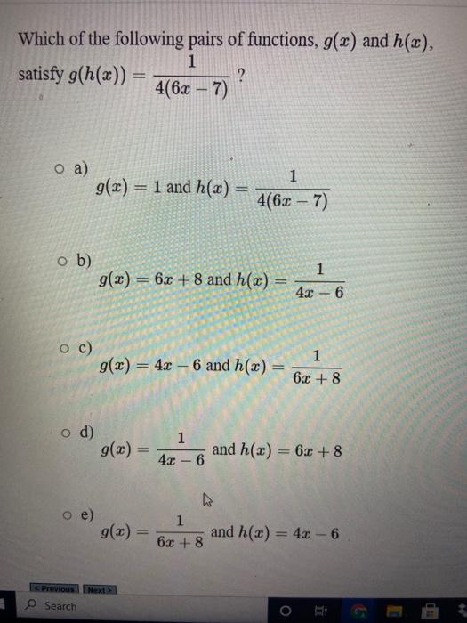 Solved Which of the following pairs of functions, g(x) and | Chegg.com