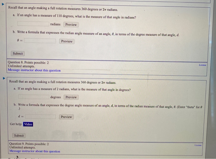 Solved Recall that an angle making a full rotation measures | Chegg.com