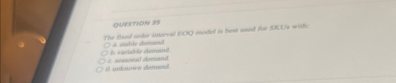 Solved QUESTION 35The freed urder imen il BOO model is best | Chegg.com
