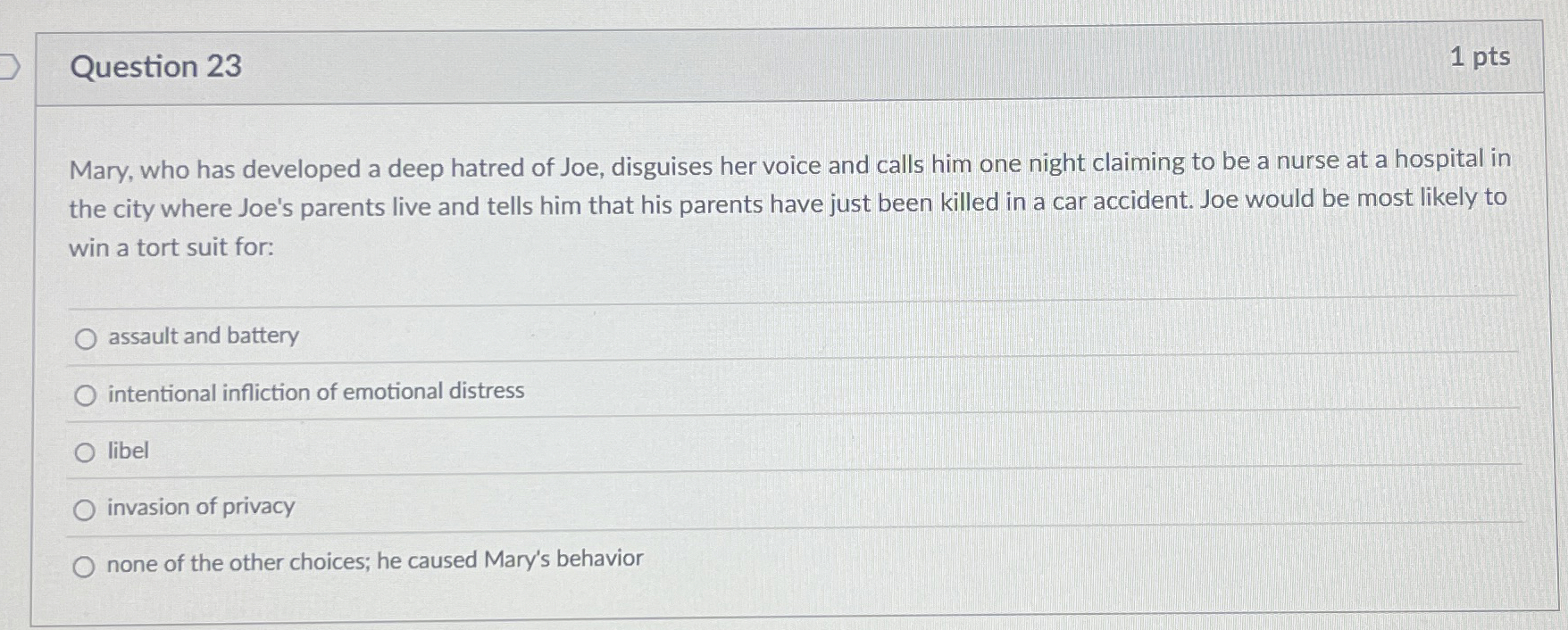 Solved Question 23Mary, who has developed a deep hatred of | Chegg.com