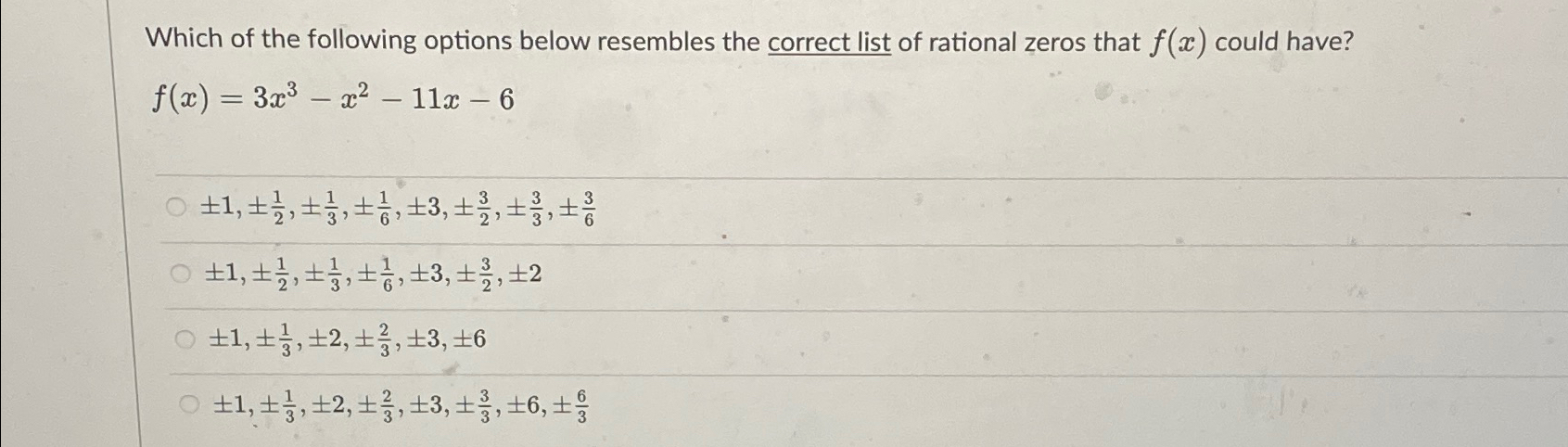 Solved Which of the following options below resembles the | Chegg.com