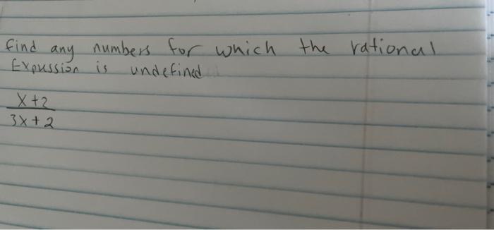 Solved find any numbers for which Expression is undefined | Chegg.com