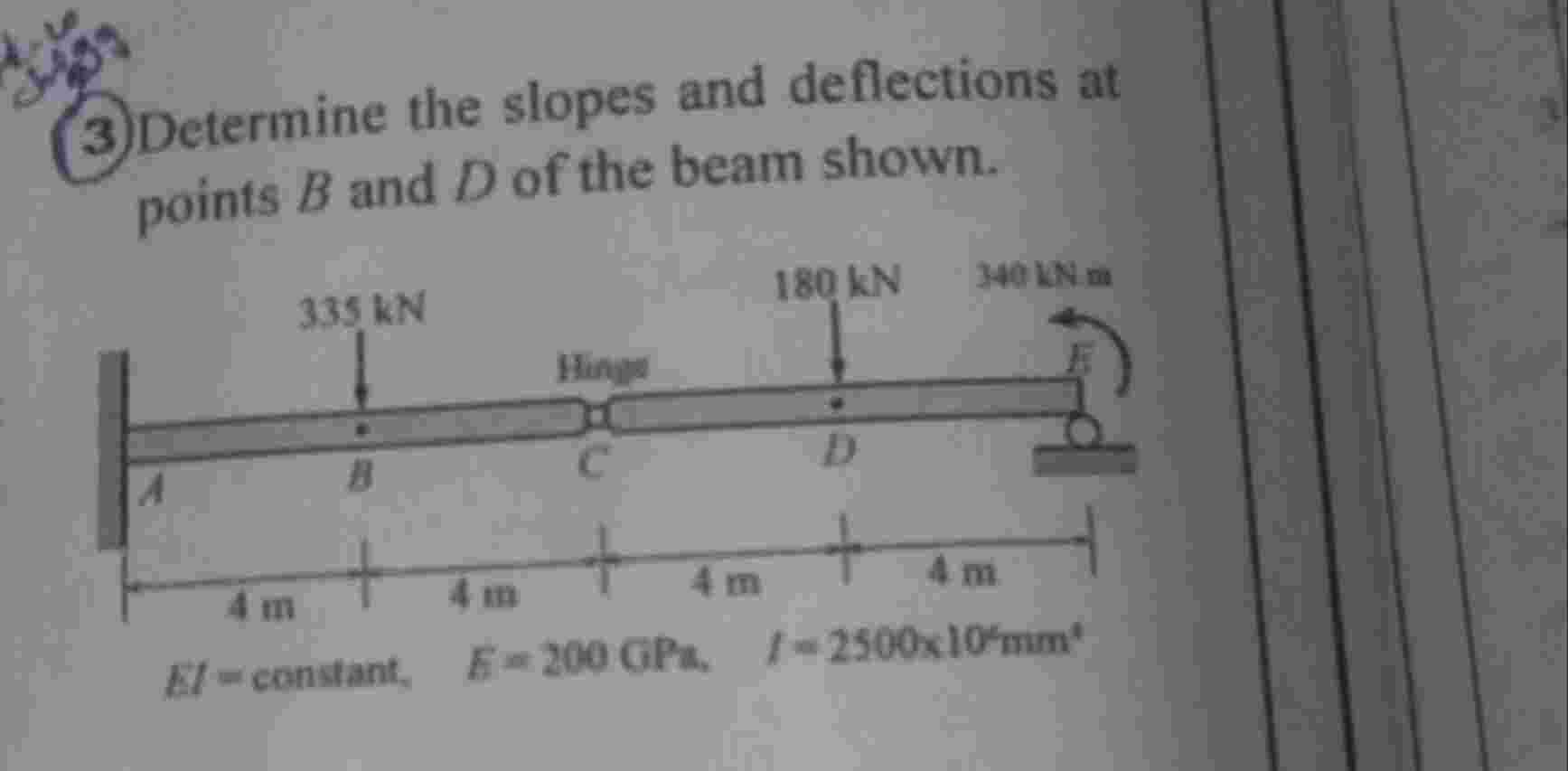 Solved determine the slopes and deflections at points b and | Chegg.com