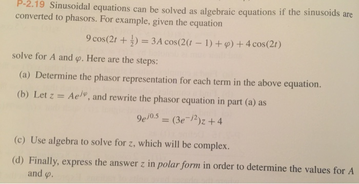Solved P-2.19 Sinusoidal equations can be solved as | Chegg.com