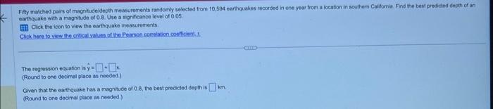 Fity manched pars of magnitudeldepth measurements | Chegg.com