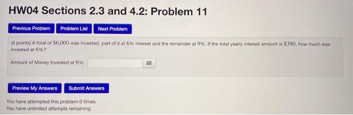 Solved HW04 Sections 2.3 and 4.2: Problem 11 Previous | Chegg.com