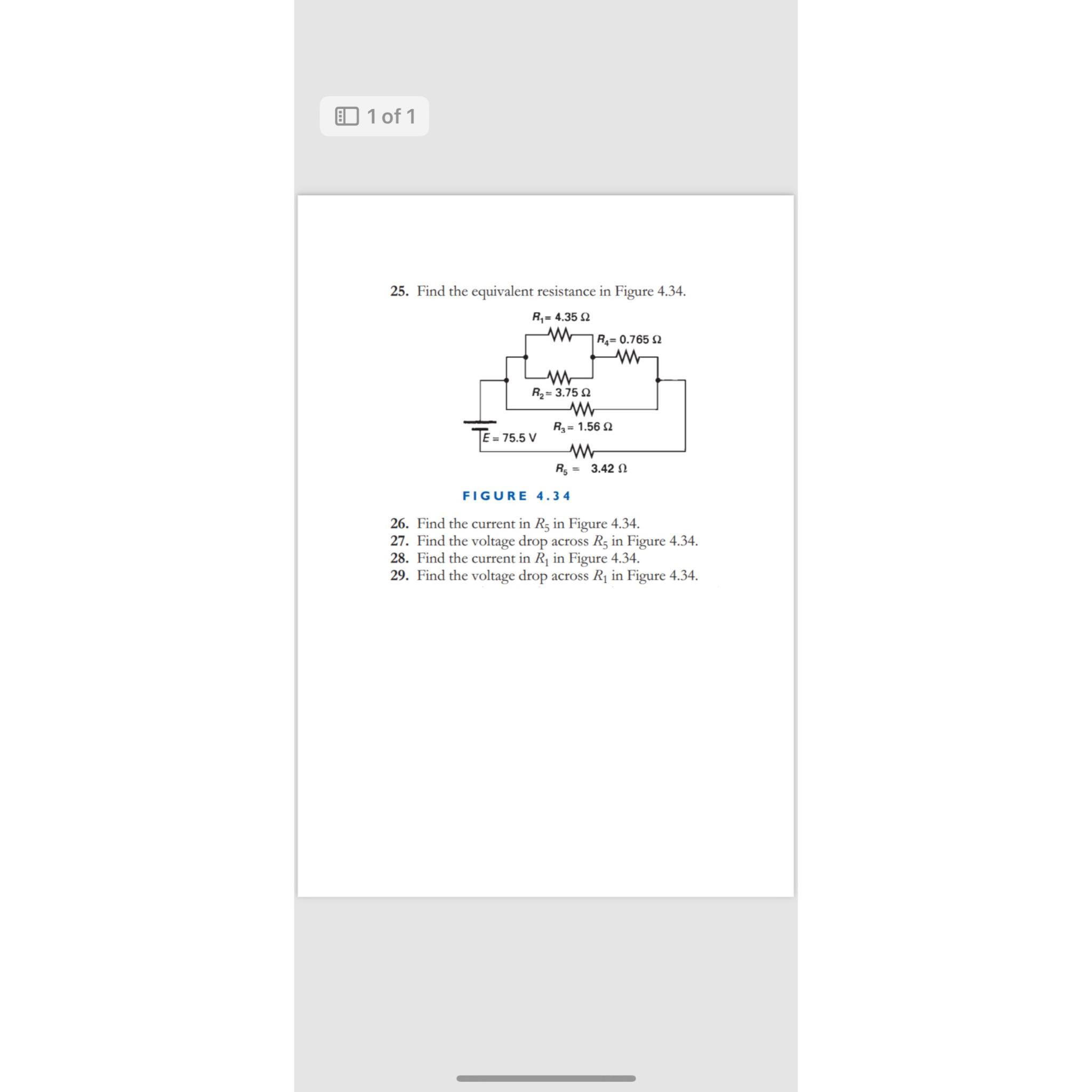 Solved 目 1 ﻿of 125. ﻿Find the equivalent resistance in | Chegg.com