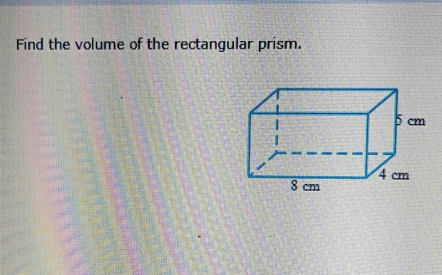 Solved Find the volume of the rectangular prism. | Chegg.com