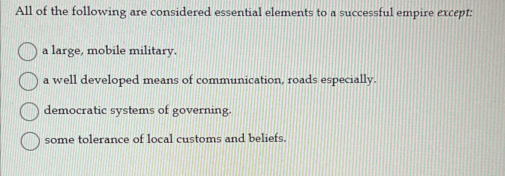 Solved All of the following are considered essential | Chegg.com