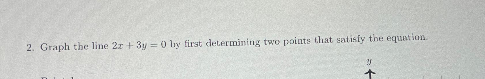 Solved Graph the line 2x+3y=0 ﻿by first determining two | Chegg.com
