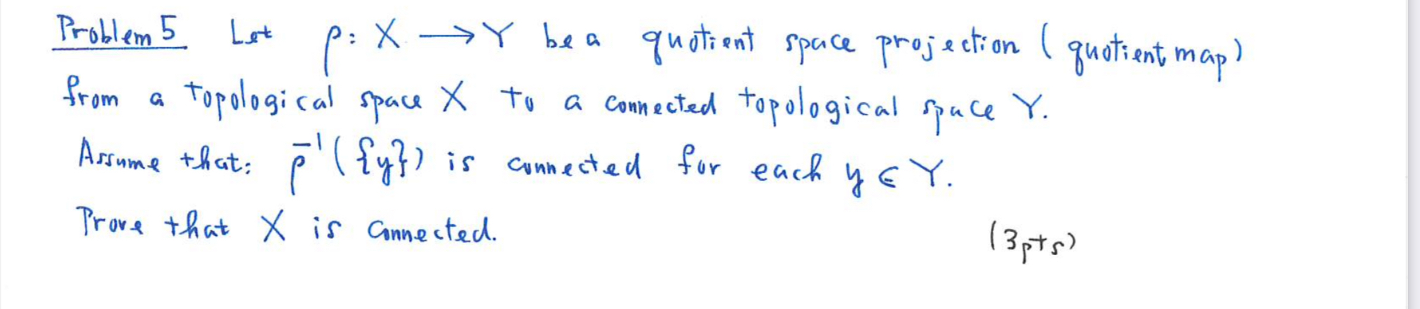 Solved Problem 5 ﻿Let ρ:x→Y ﻿be a quotient space projection | Chegg.com
