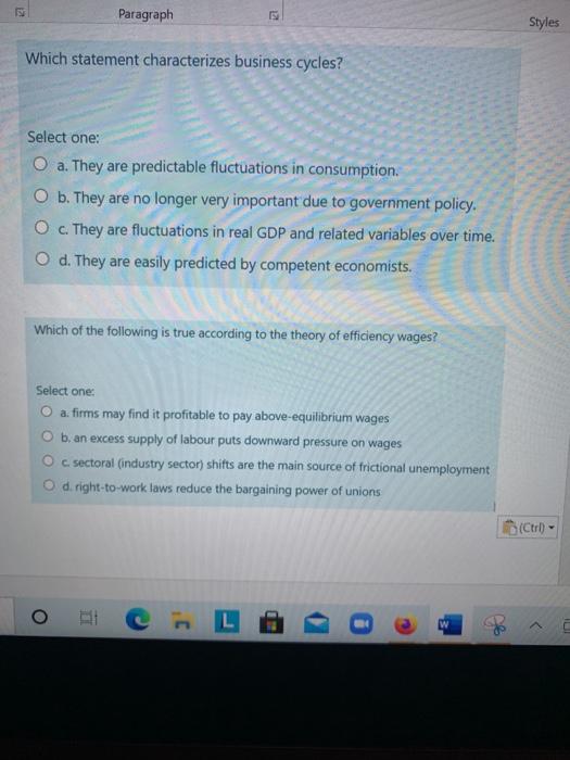 Solved Paragraph 27 Styles Which statement characterizes | Chegg.com