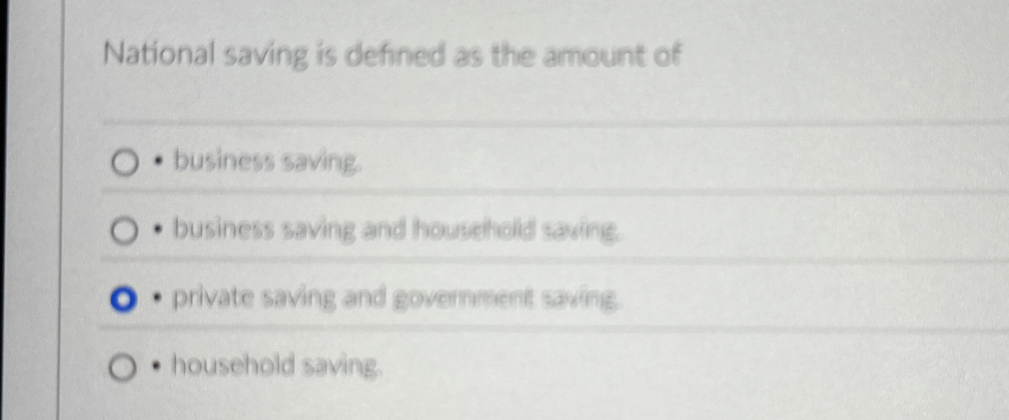 Solved National saving is defined as the amount ofbusiness | Chegg.com