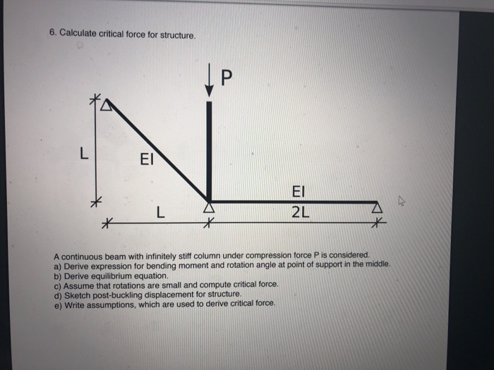 Solved Calculate critical force for structure.A continuous | Chegg.com