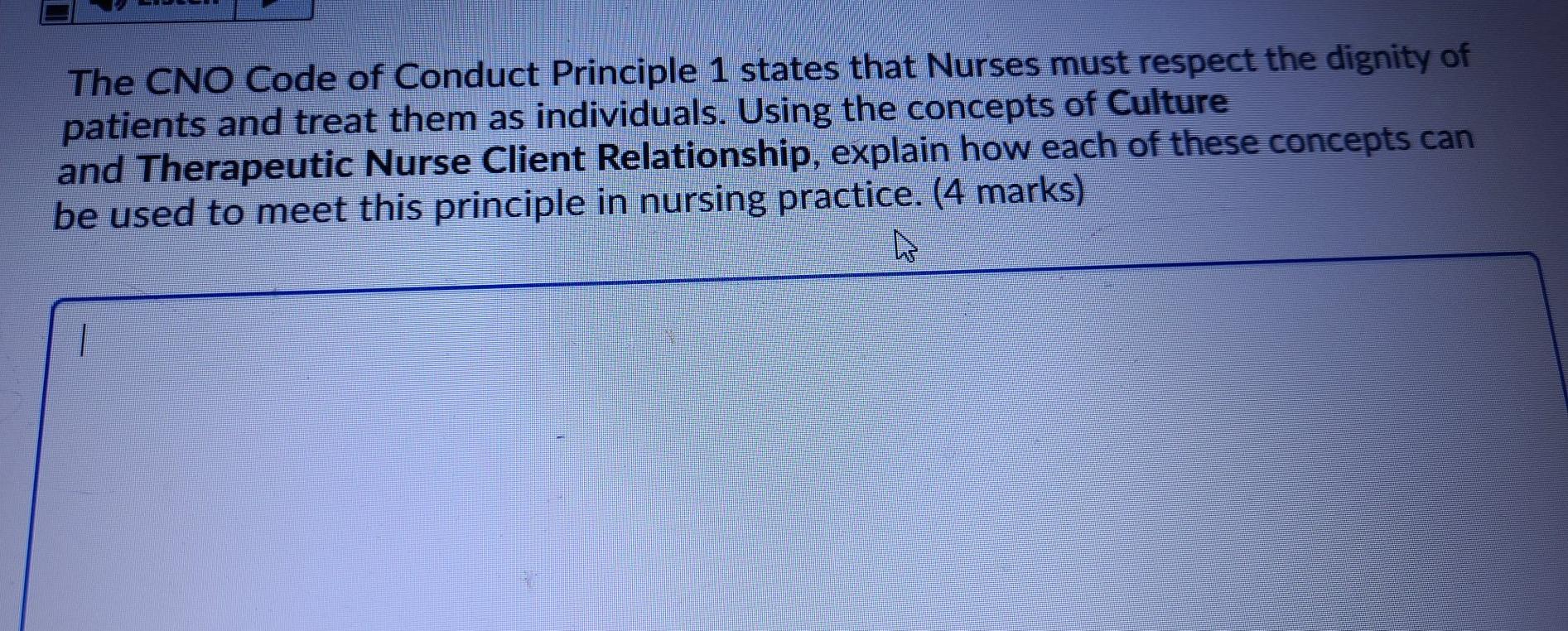 Solved The CNO Code of Conduct Principle 1 states that | Chegg.com
