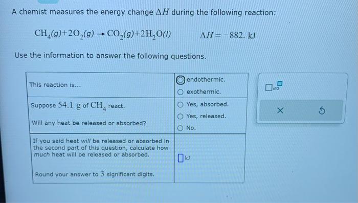 Solved A chemist measures the energy change ΔH during the | Chegg.com