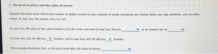 Solved 1. The level of prices and the value of money Suppose | Chegg.com