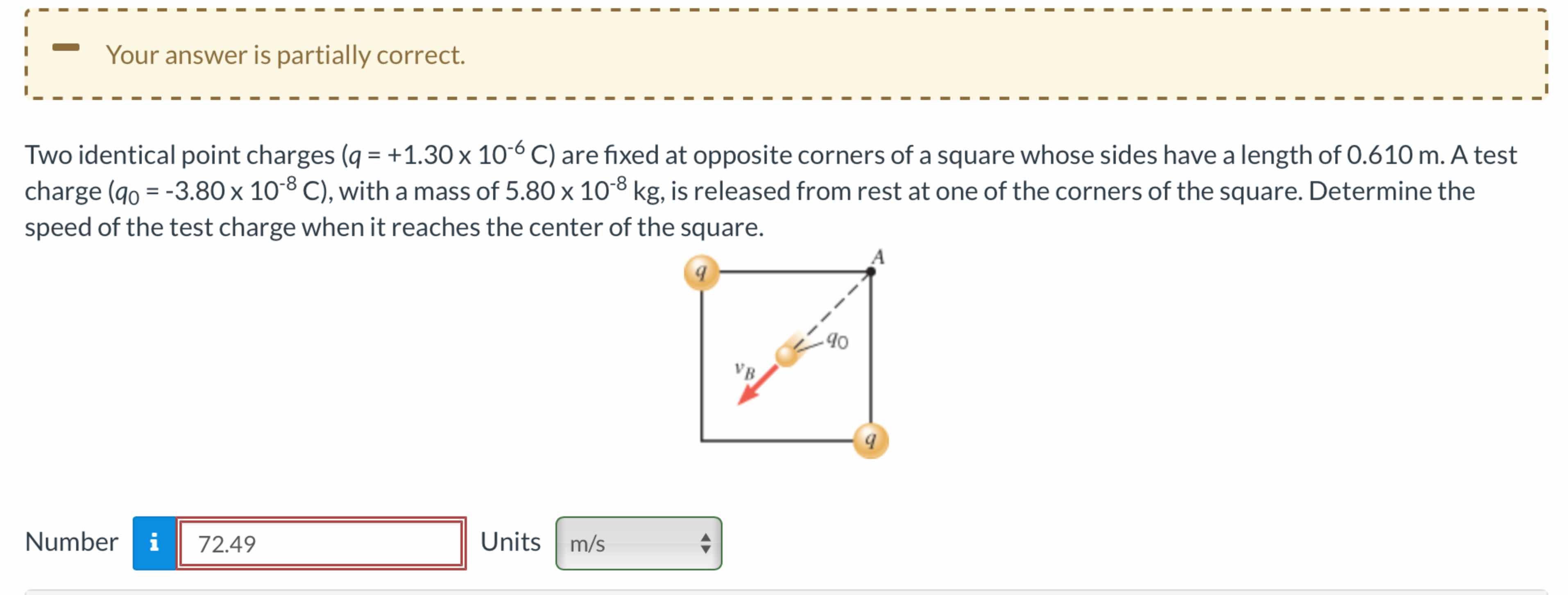 Solved Your answer is partially correct.Two identical point | Chegg.com